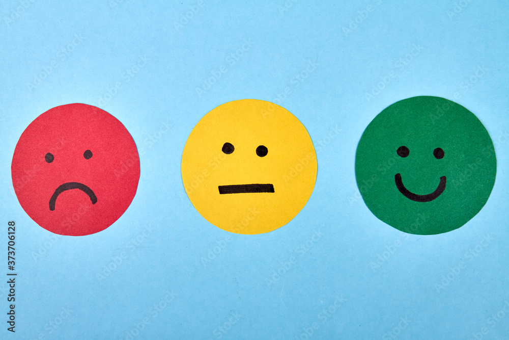 Three emoji with different expressions. Negative, neutral and positive ...