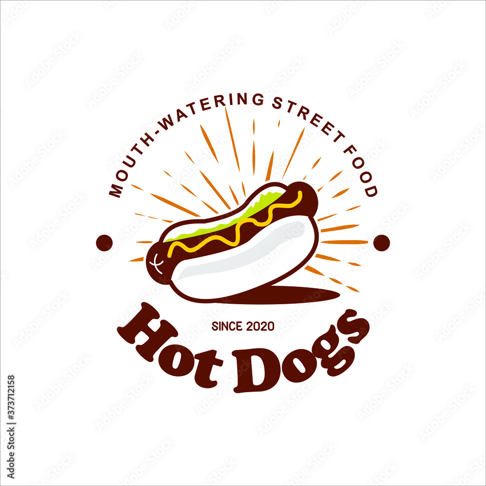 Hot Dogs Logo Design Food Vector, American Street Food Label or Stamp ...