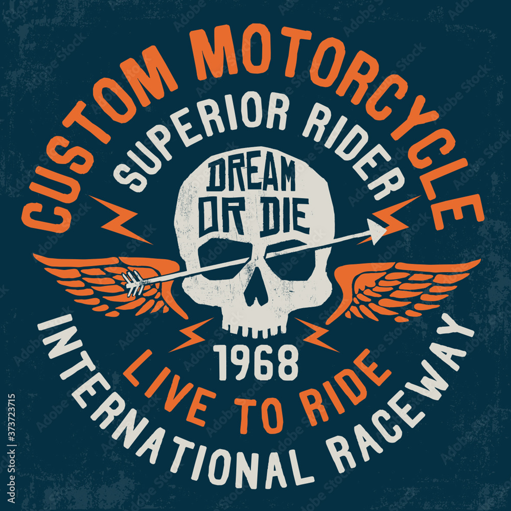 Motorcycle theme vector typography and illustrations, for t-shirt ...