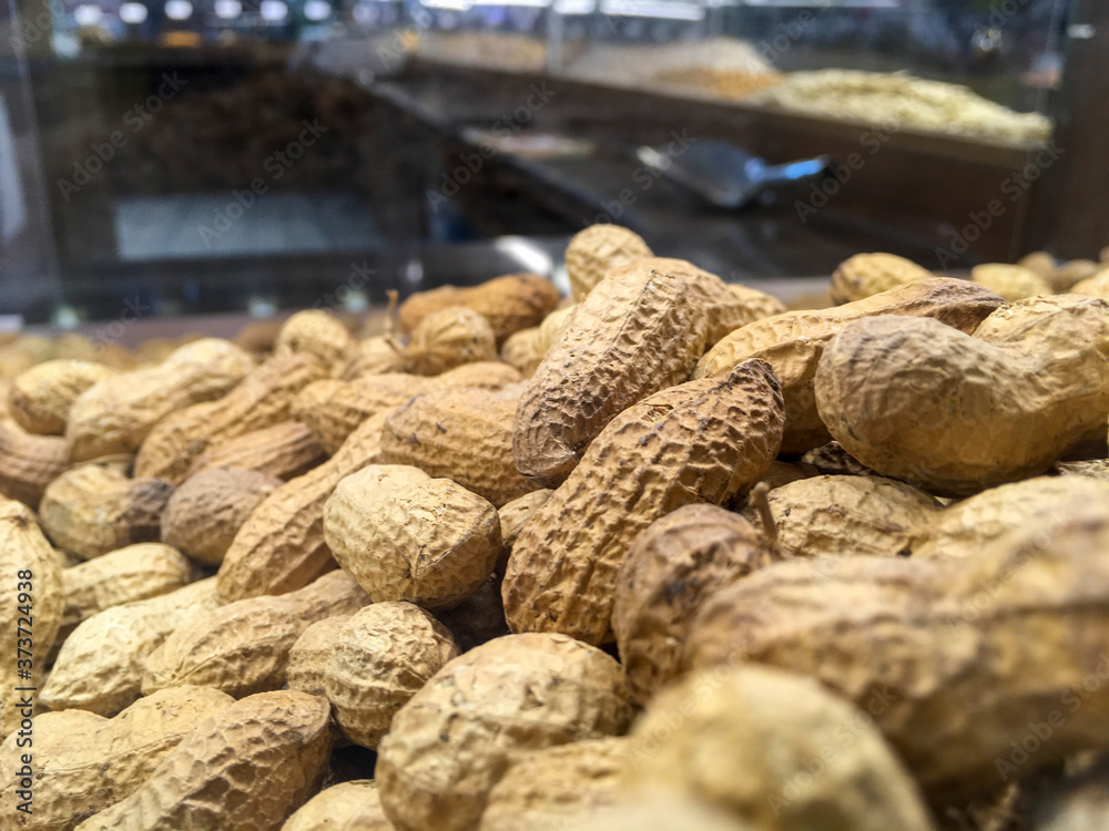 Macro photo in shell peanuts. peanut in a shell texture. food ...