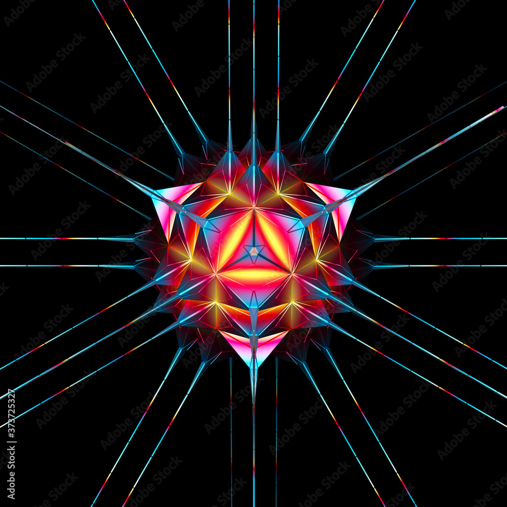 3d render of abstract art of surreal alien fractal flower based on ...