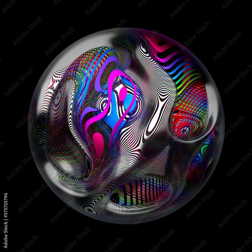 3d render of abstract art of 3d glass ball with blur effect with ...