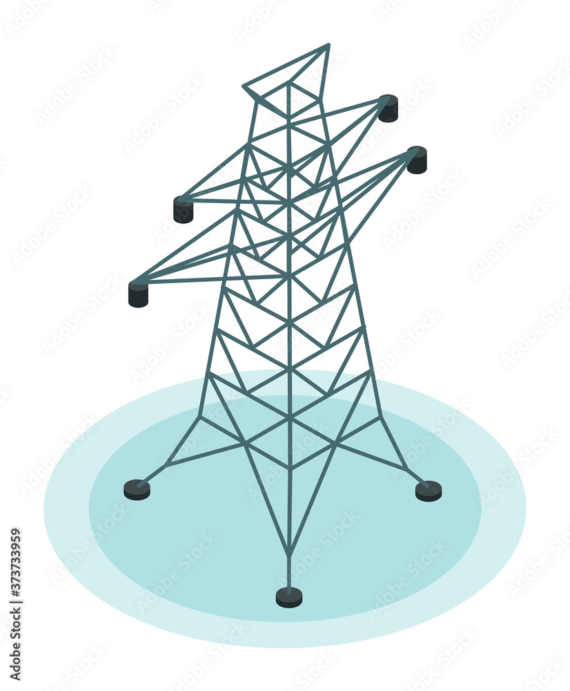 High-voltage electric power tower vector illustration, transmission ...