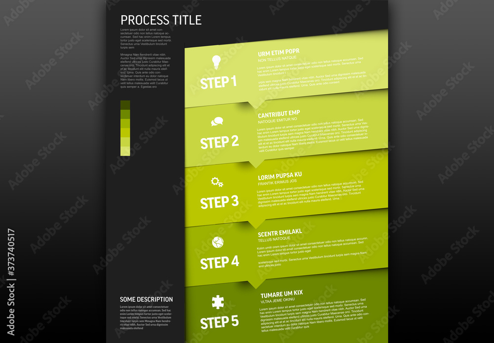 Progress Layout with Five Green Steps and Icons Stock Template | Adobe ...