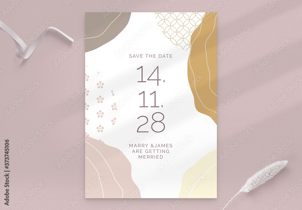 Wedding Save the Date Flyer Layout with Abstract Style Stock Template ...
