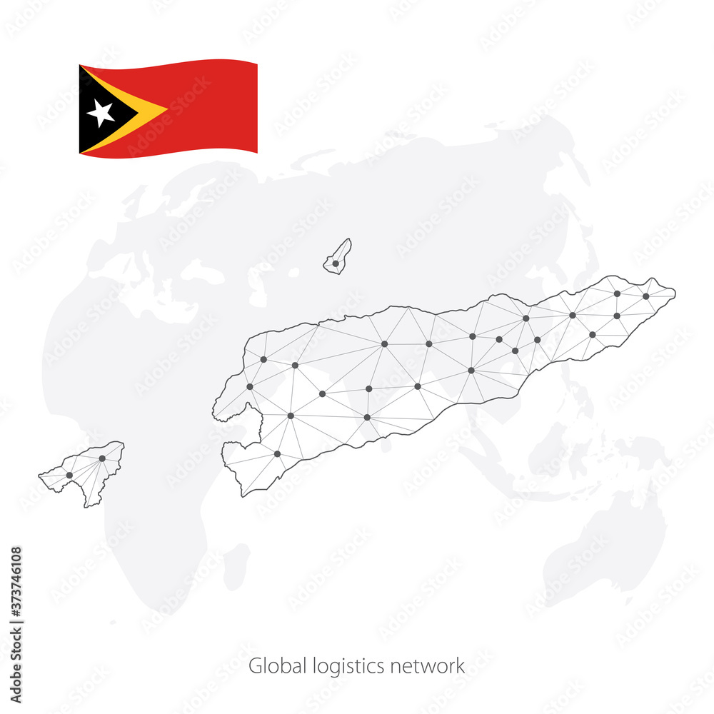 Global logistics network concept. Communications network map of East ...