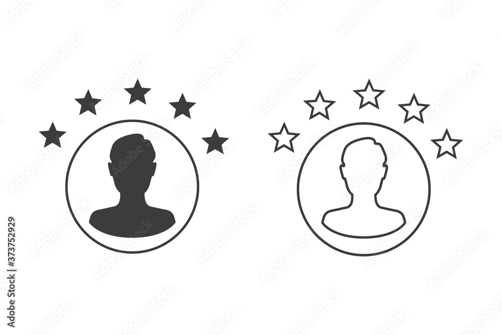 Customer experience or 5 star satisfaction rating line art vector icon ...