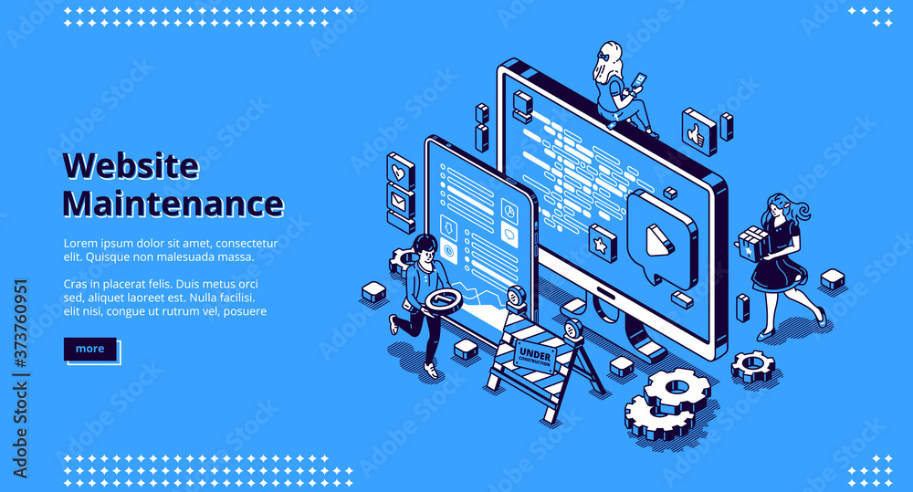 Website maintenance banner. Concept of update internet software ...