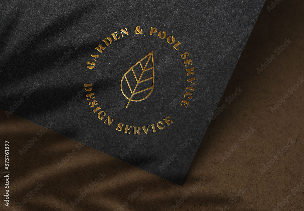 Luxury Gold Logo Mockup on Black Paper Texture Stock Template | Adobe Stock