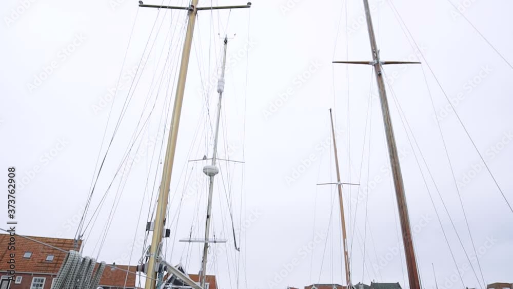 Traditional Dutch Wooden Yachts at Cloudy Spring Weather are Moored in ...