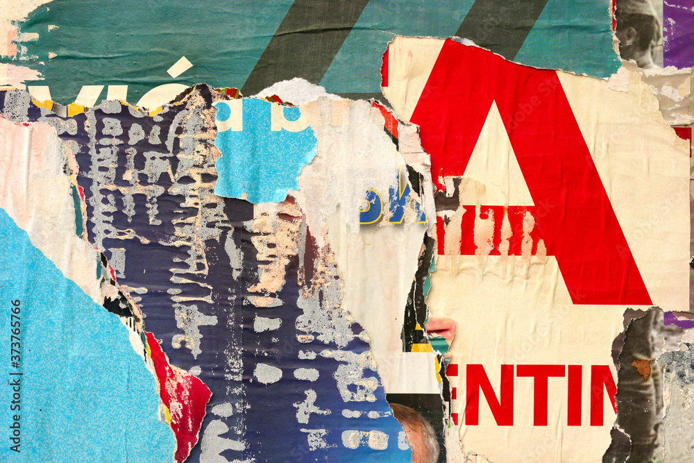 Old ripped torn posters grunge texture background creased crumpled ...