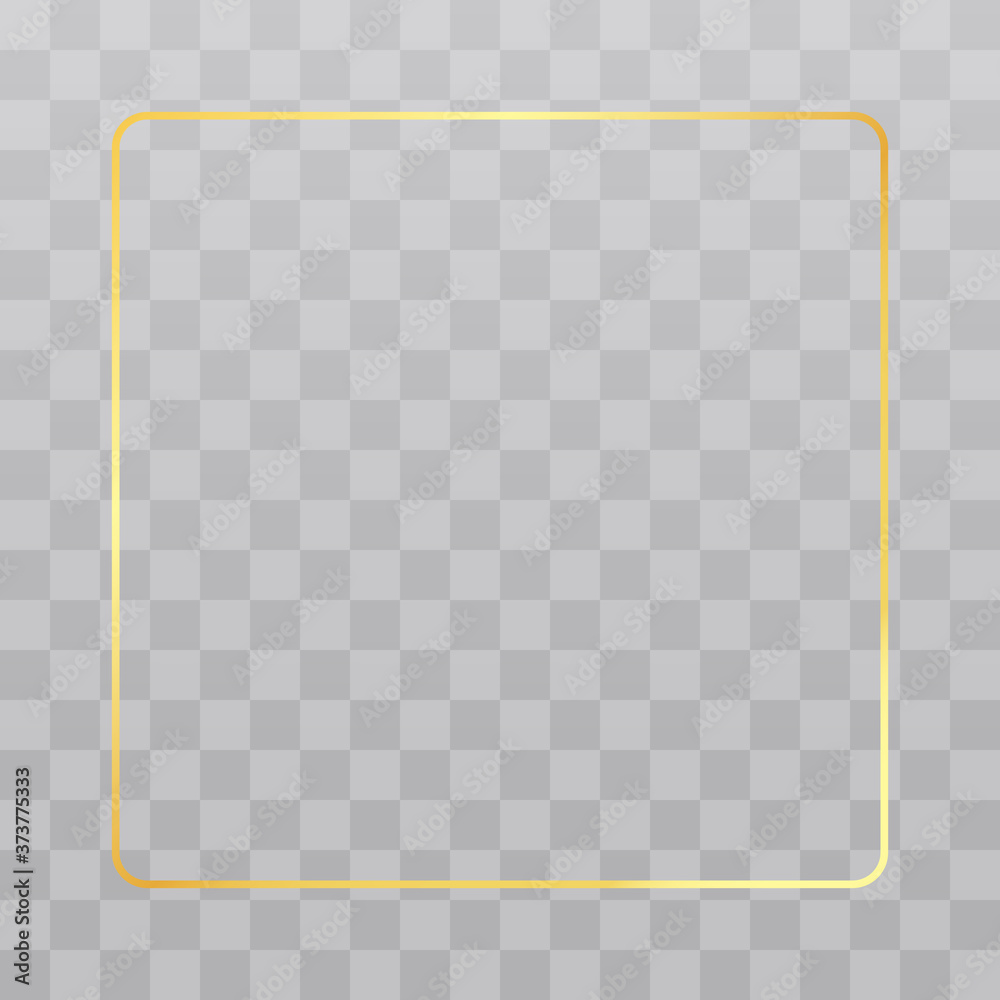 Gold shiny glowing vintage rectangle frame with shadows isolated on ...