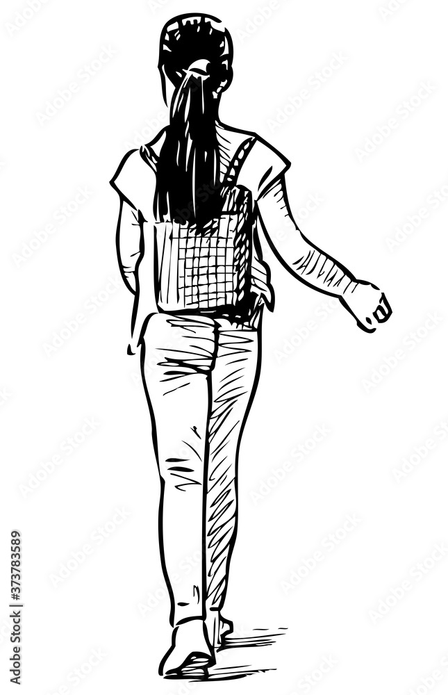 Girl Walking Drawing