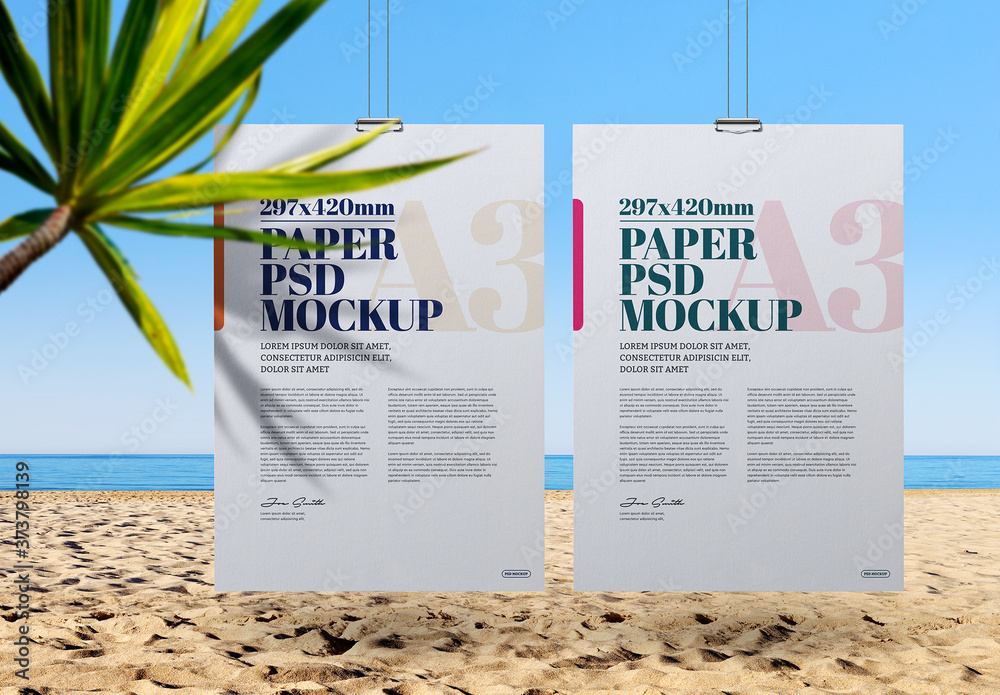 Beach Scene Poster Mockup Stock Template | Adobe Stock