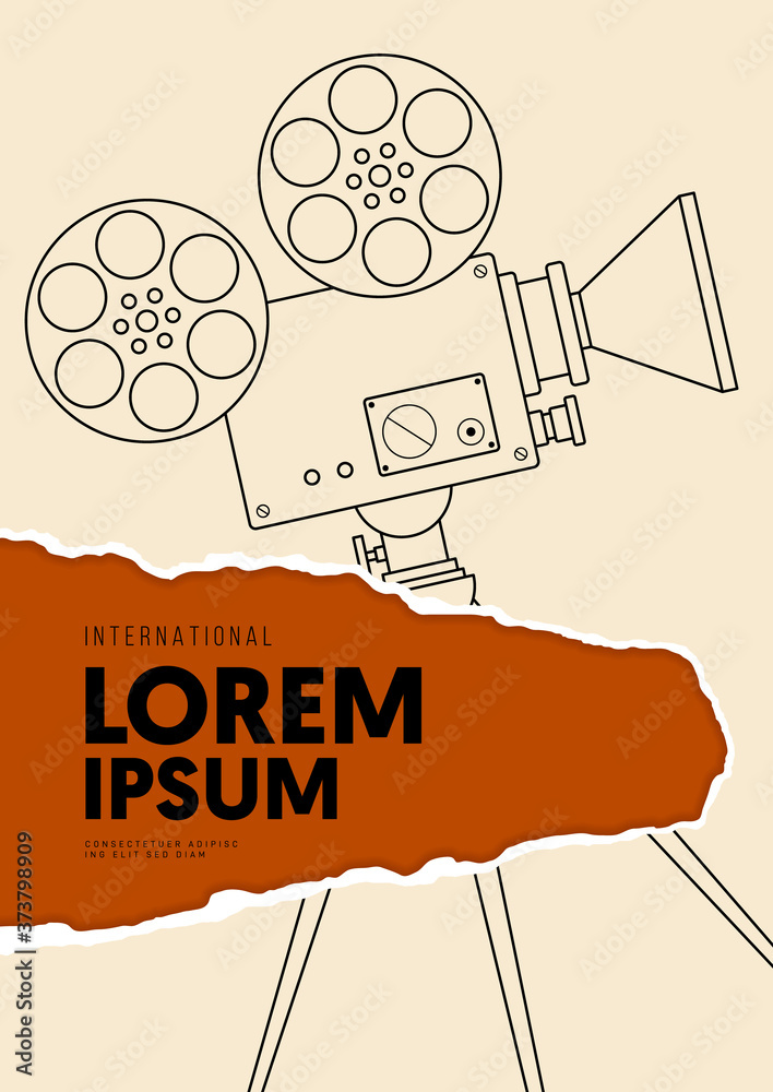 Movie and film poster design template background with torn paper and ...