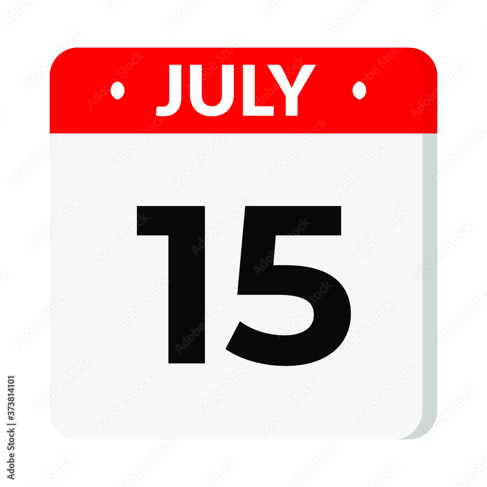 15 July calendar icon Stock Vector | Adobe Stock