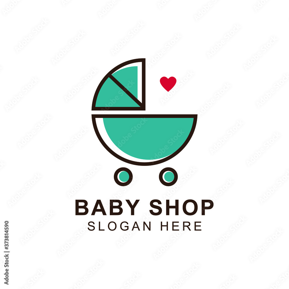 Baby shop logo. Cute design isolated on white background. Stock Vector ...
