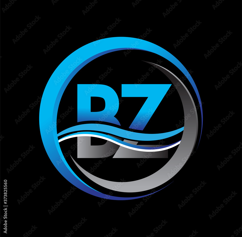 initial letter logo BZ company name blue and grey color on circle and ...
