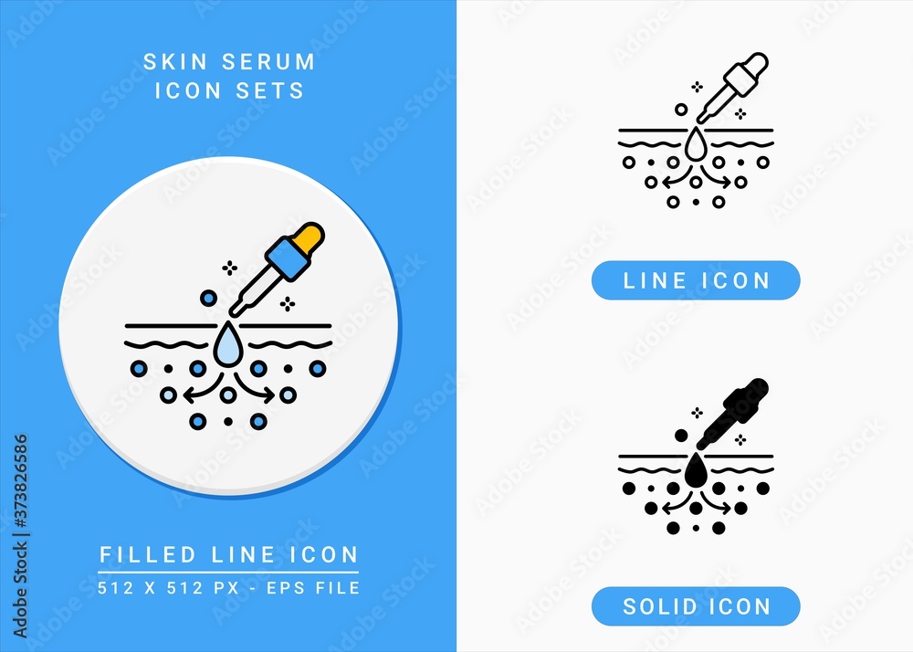 Skin serum icons set vector illustration with solid icon line style ...