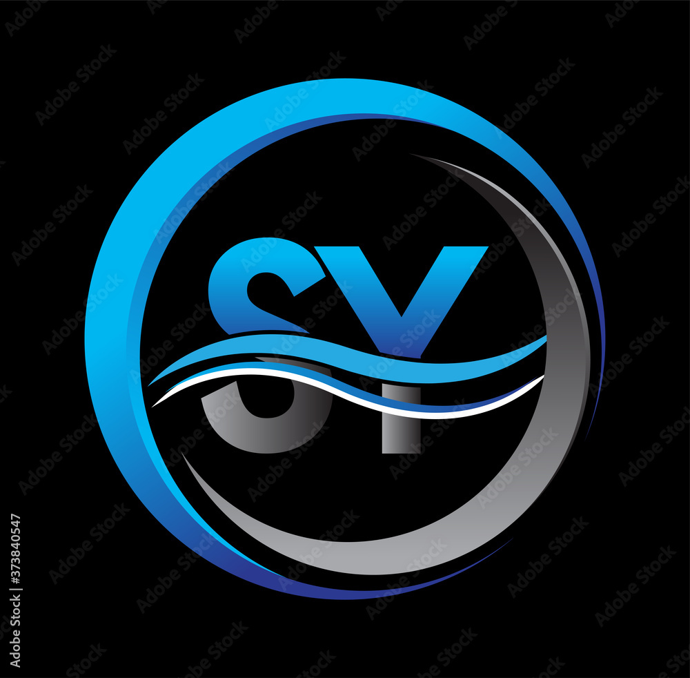 initial letter logo SY company name blue and grey color on circle and ...