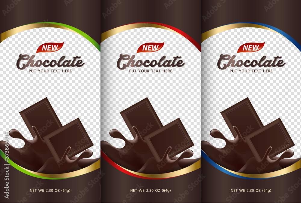 Chocolate bar packaging set. Trendy luxury product branding template ...