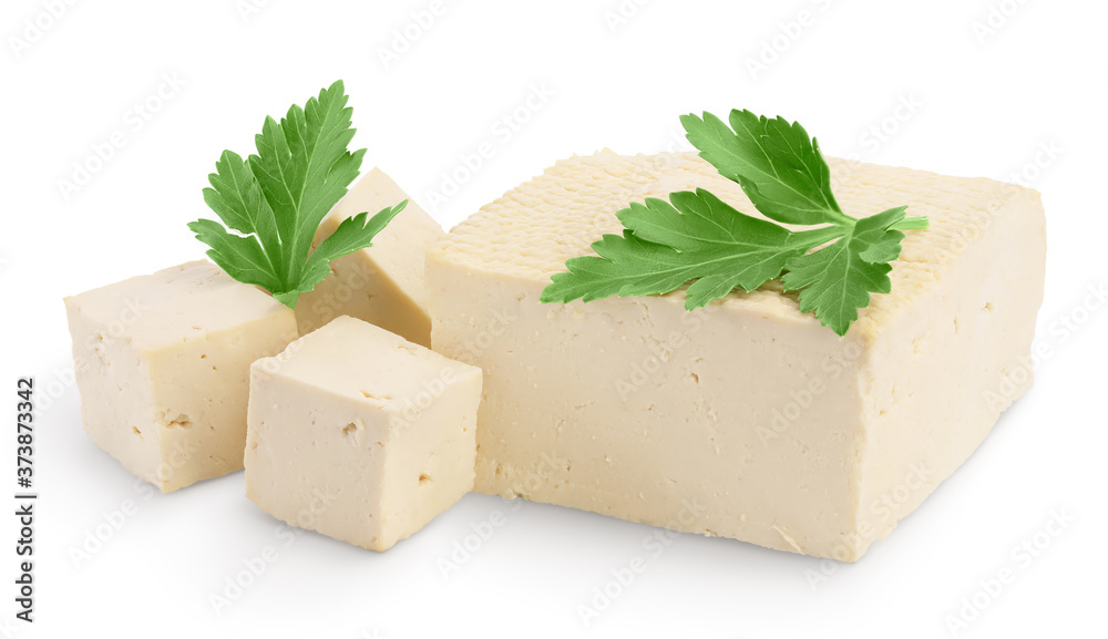 tofu cheese isolated on white background with clipping path and full ...