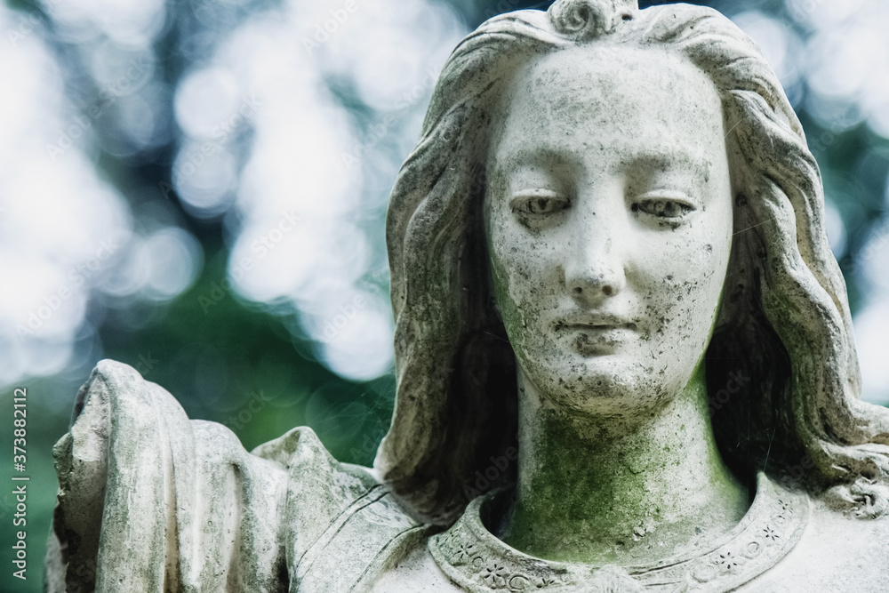 Death. Close up sad angel as symbol of pain, fear and end of life ...