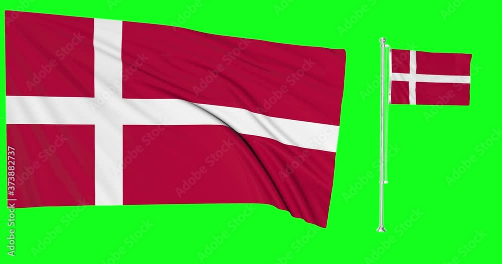 Vidéo Stock Green screen hiper realistic loop of Denmark two flags ...