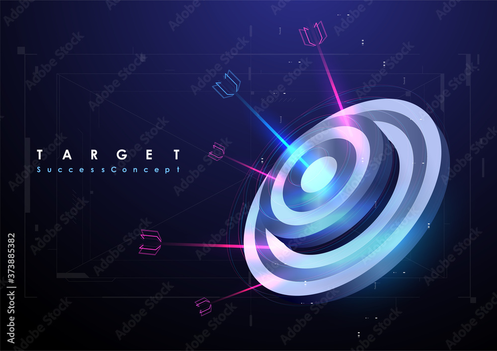 Darts target in futuristic style. Success Business Concept. future ...