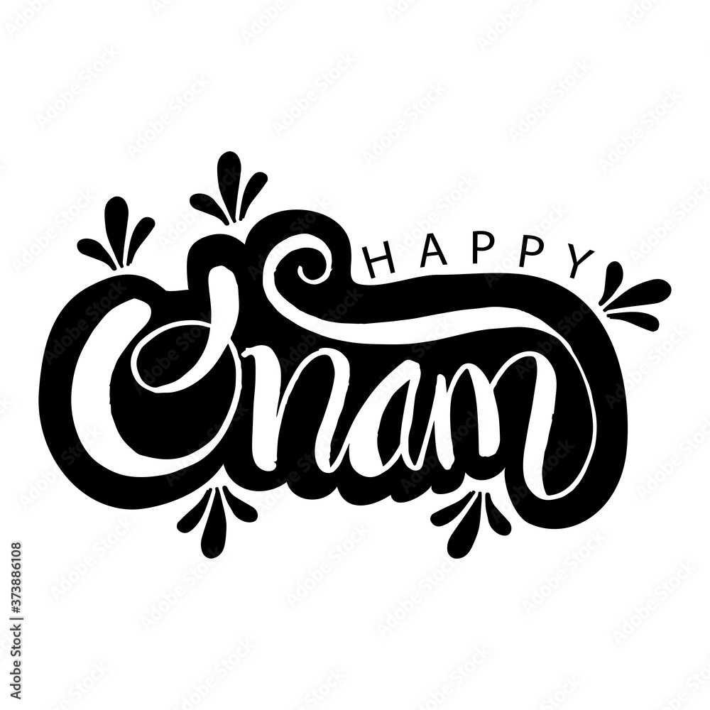 Handwritten lettering of Happy Onam. Stock Vector | Adobe Stock
