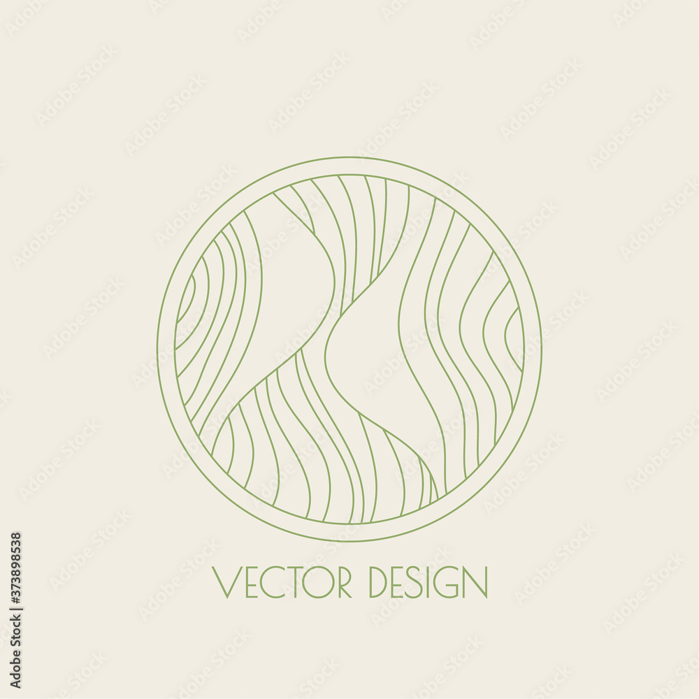 Round modern minimal logo with organic shapes with dynamic waves and ...