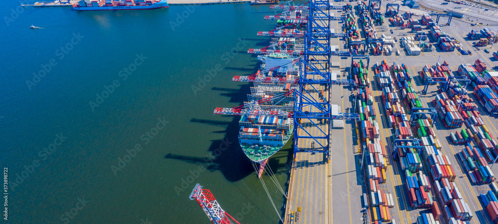 Container ship in import export and business logistic, By crane, Trade ...