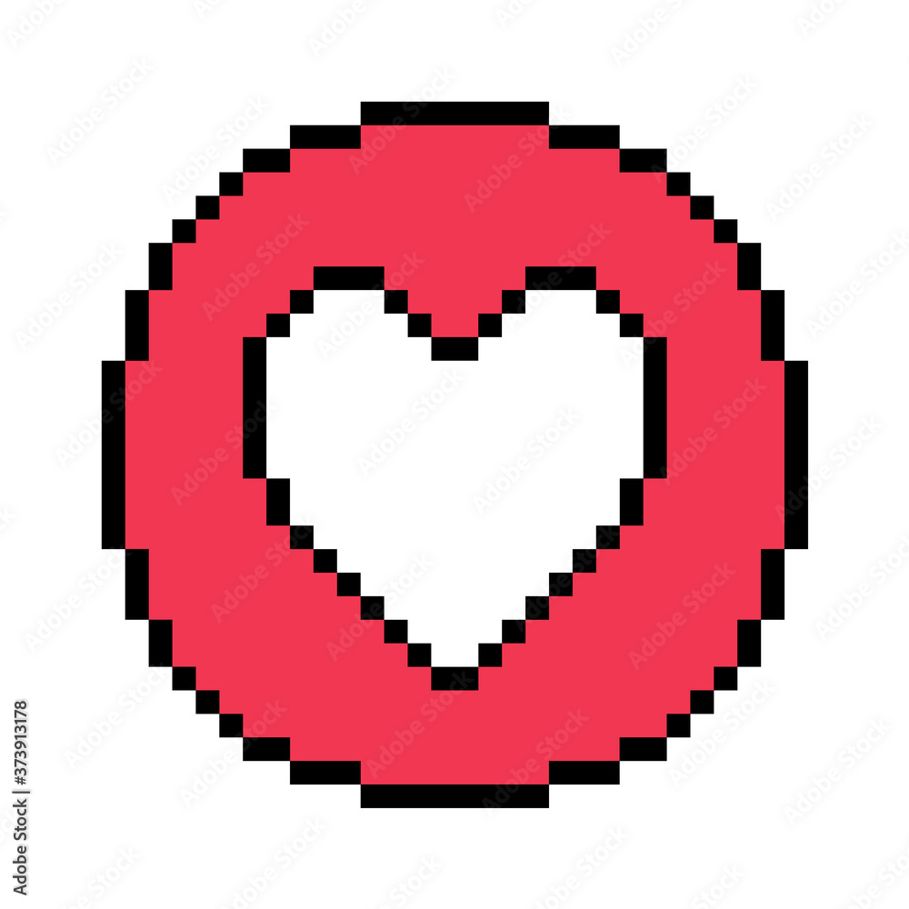 Red Heart emoticon symbol, pixel art design Stock Vector | Adobe Stock
