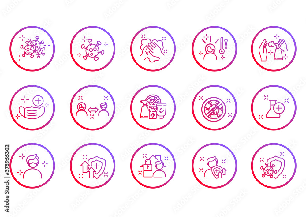 Simple Set of Coronavirus Safety Related Vector Line Icons. Collection ...