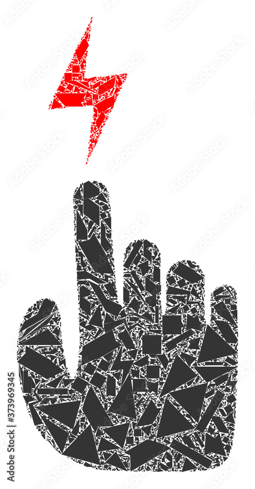 Shard mosaic electric hand icon. Electric hand collage icon of shard ...
