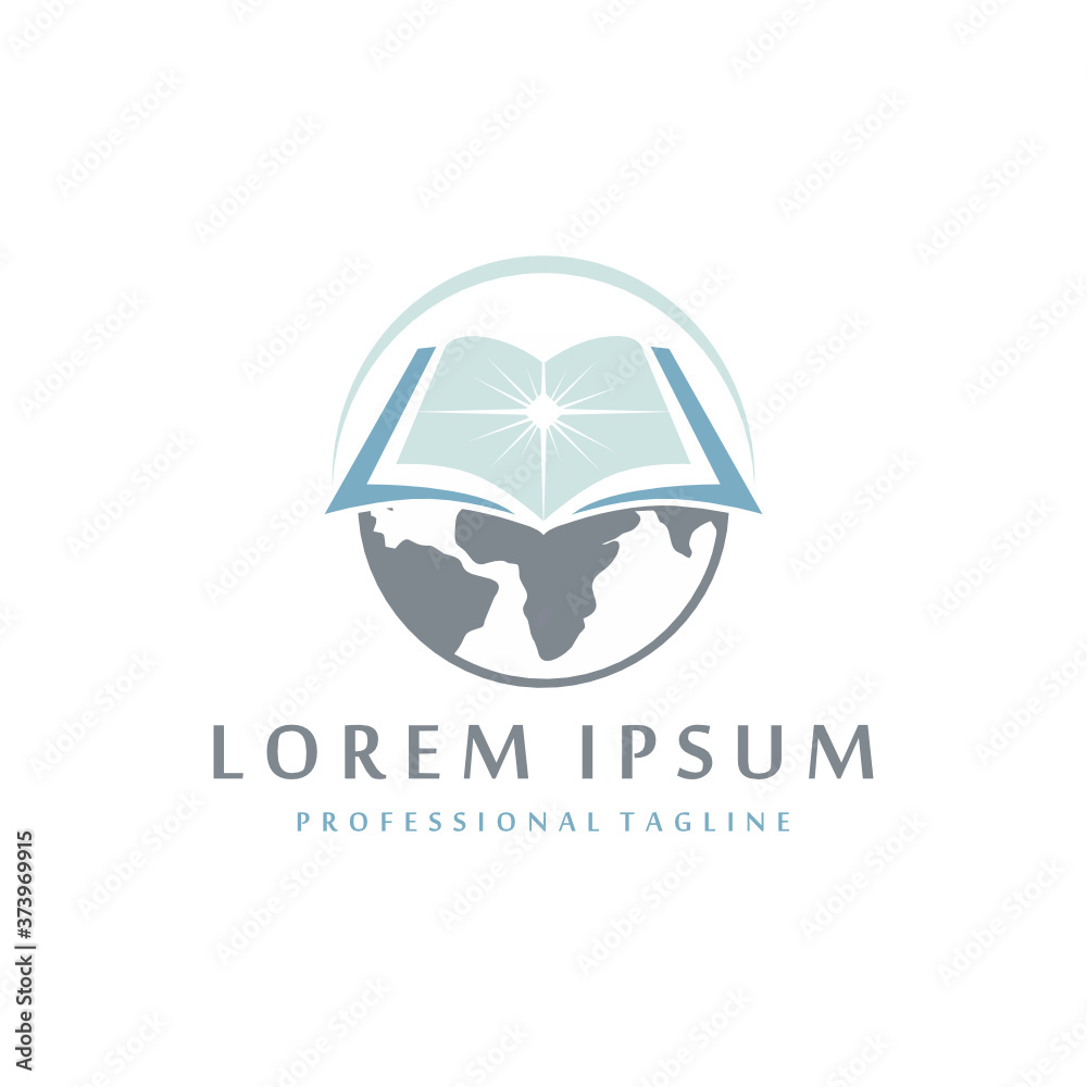 global bible cross logo vector logo design with earth globe, bible book ...