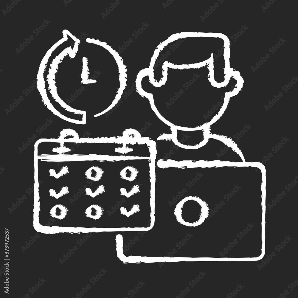 Part time job chalk white icon on black background. Professional ...