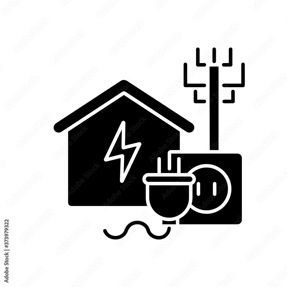 Electricity connection black glyph icon. Electricity repair service ...