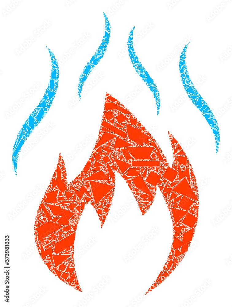 Shatter mosaic fire with smoke icon. Fire with smoke mosaic icon of ...
