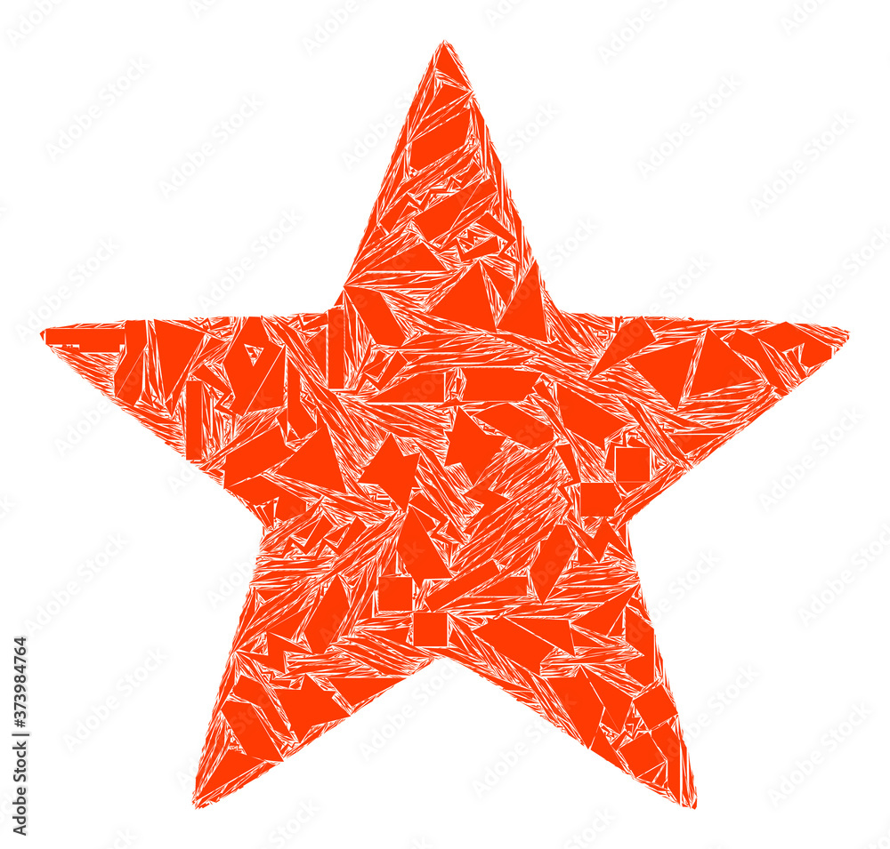 Shatter mosaic red star icon. Red star mosaic icon of fraction items ...