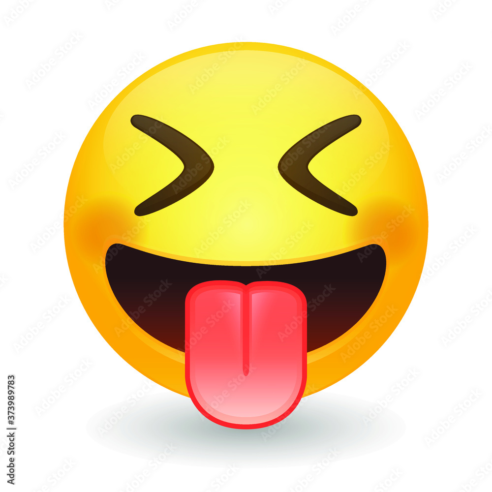 Squirting Tongue Emoji Vector Art Illustration Design Emoticon Expression Graphic Round Avatar