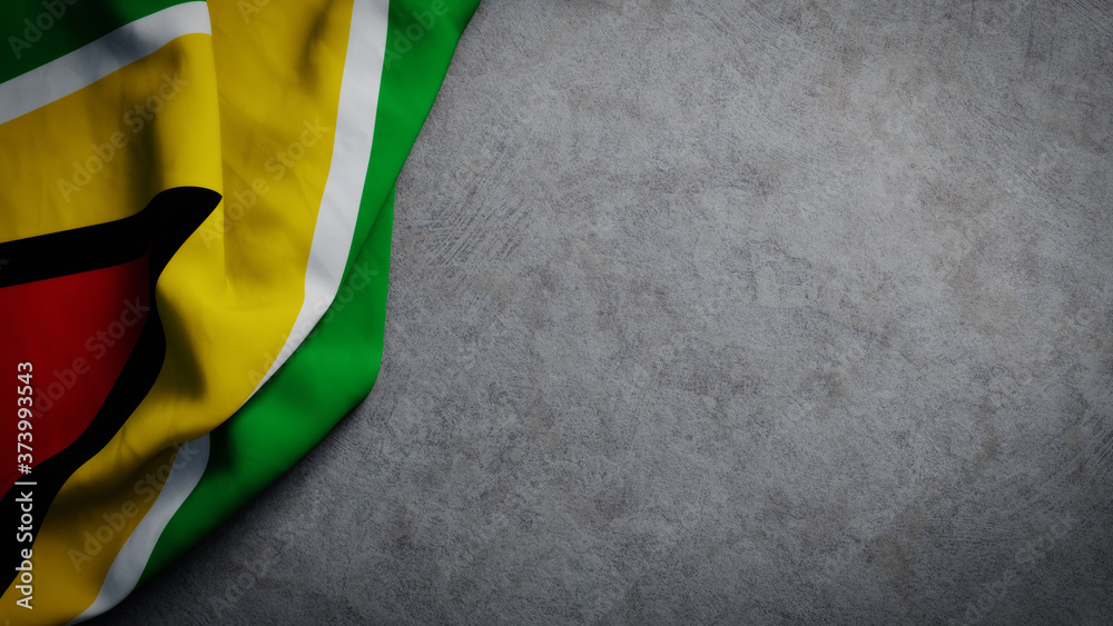 Flag of Guyana on concrete backdrop. Guyanese flag background with copy space Stock Illustration ...