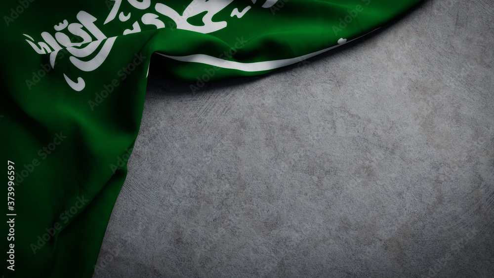 Flag of Saudi Arabia on concrete backdrop. Saudi Arabian flag ...