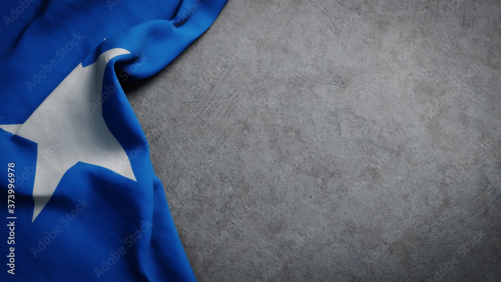 Flag of Somalia on concrete backdrop. Somali flag background with copy ...