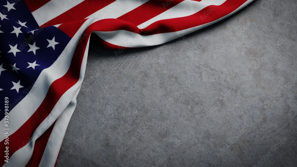Flag of the United States of America on concrete backdrop. American ...