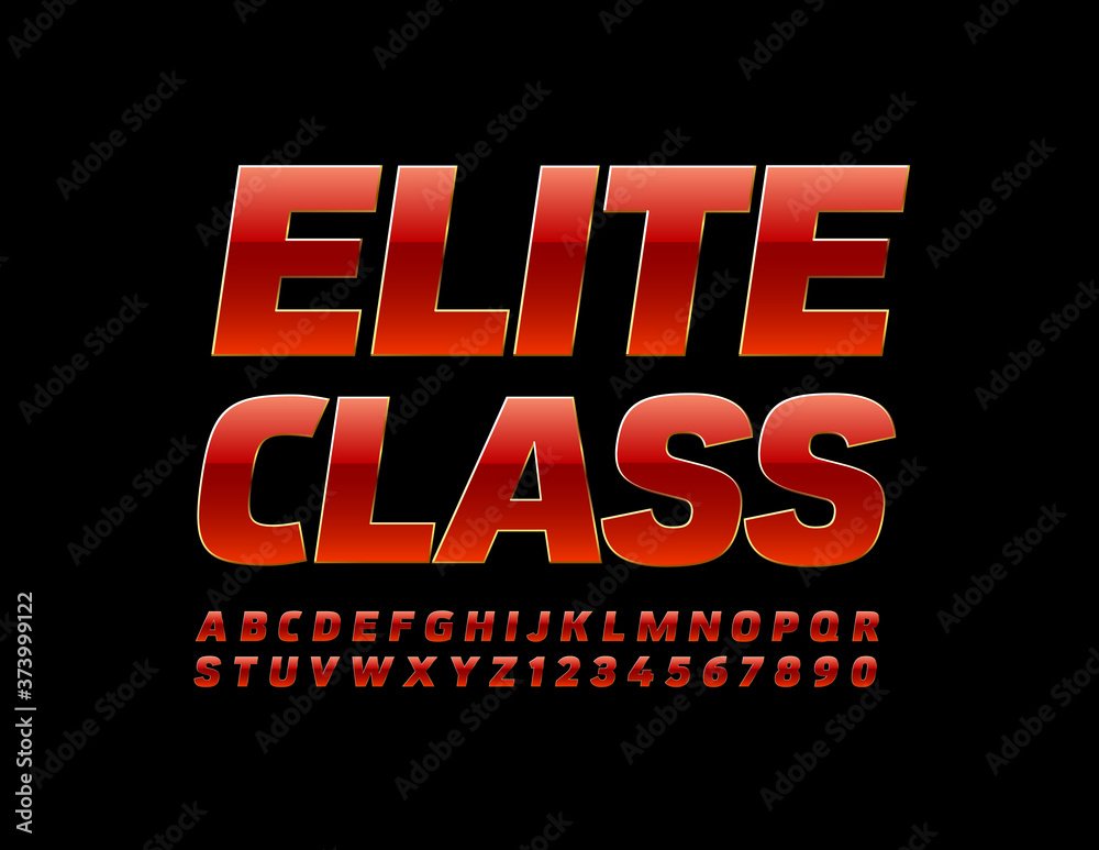 Vetor de Vector luxury logo Elite Class. Red and Gold glossy Font ...