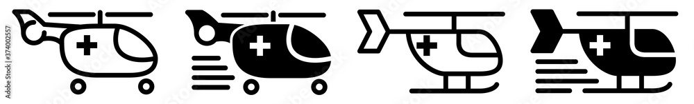 Rescue Helicopter Icon Black | Chopper Illustration | Rescue Use ...