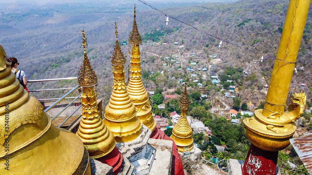 Beautiful ancient Buddhist temples, pagodas and stupas Popa Mountain ...
