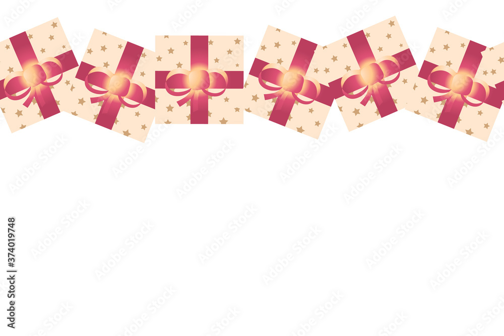 Gifts vector border print on transparent background, horizontal ...
