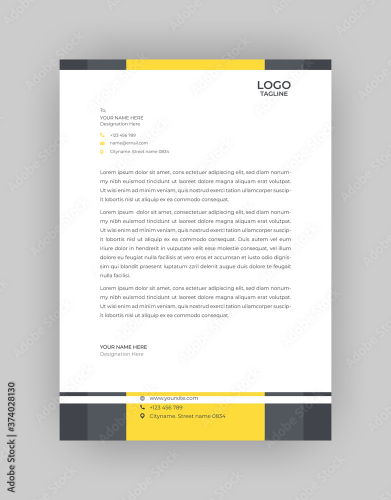 Professional Letterhead Template in flat style, letterhead set or ...